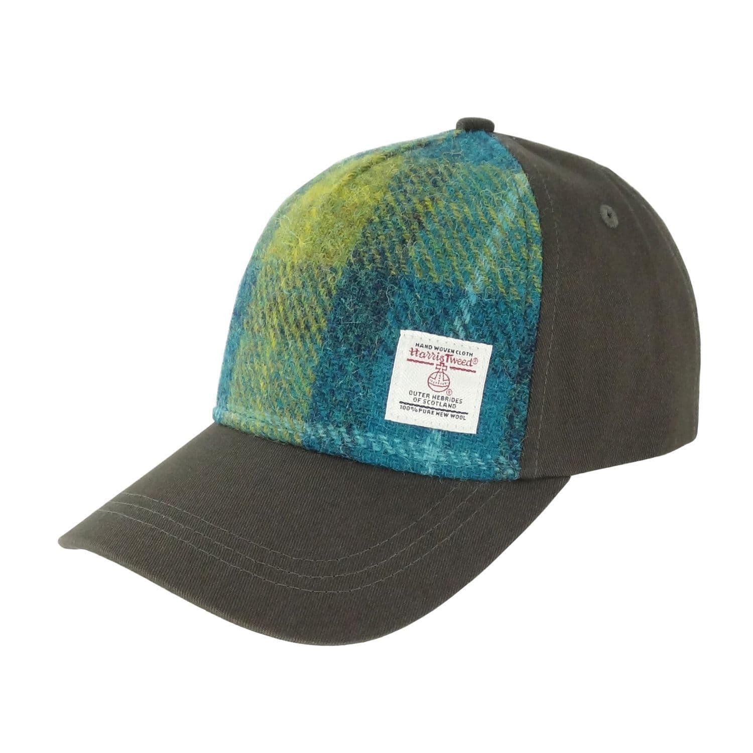 Glen Appin Harris Tweed Front Baseball Cap Sea Blue/Green – The Hat Company