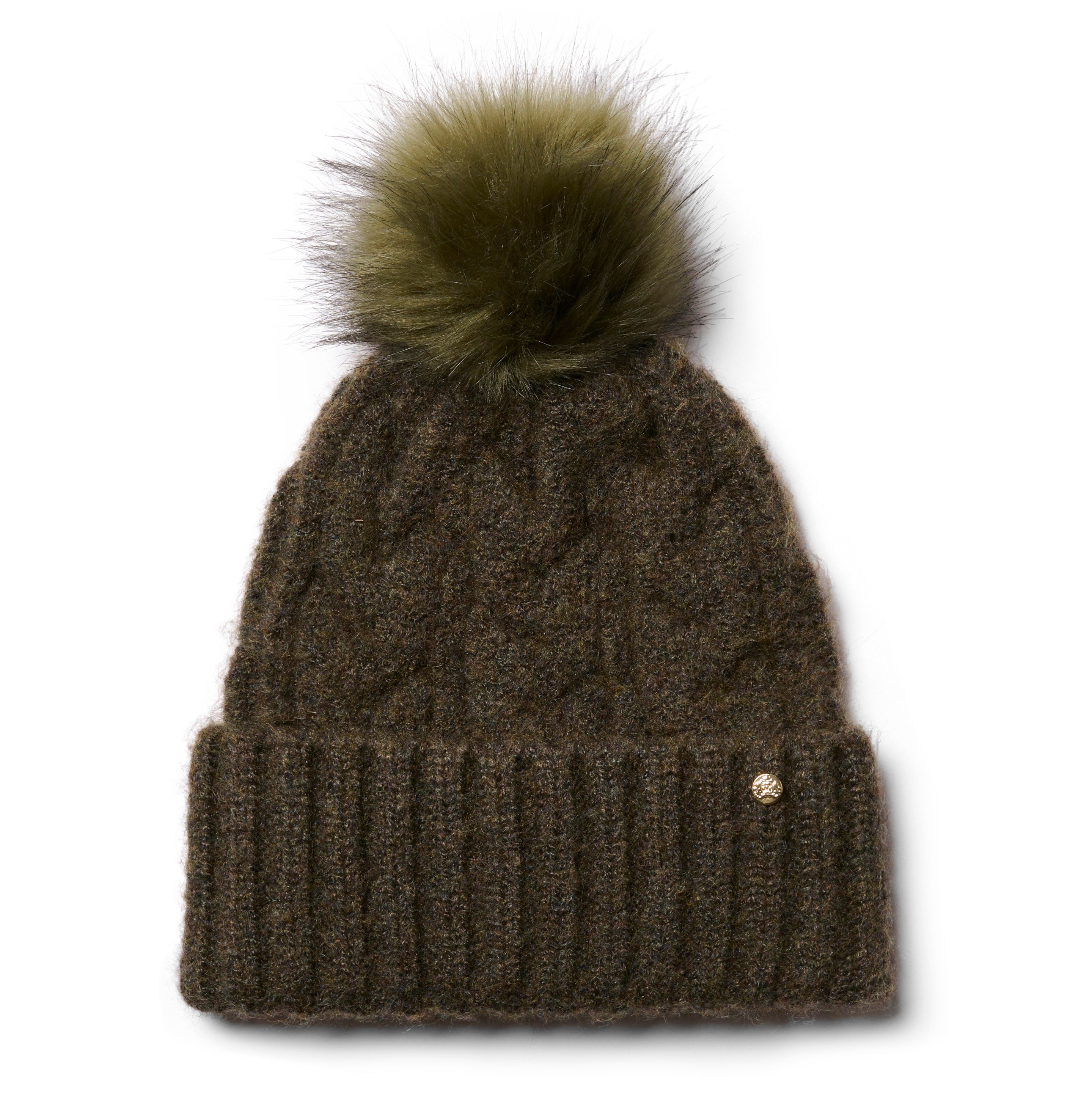 Amelia Chunky Knit Pom Bobble Hat From Failsworth In Moss – The Hat Company