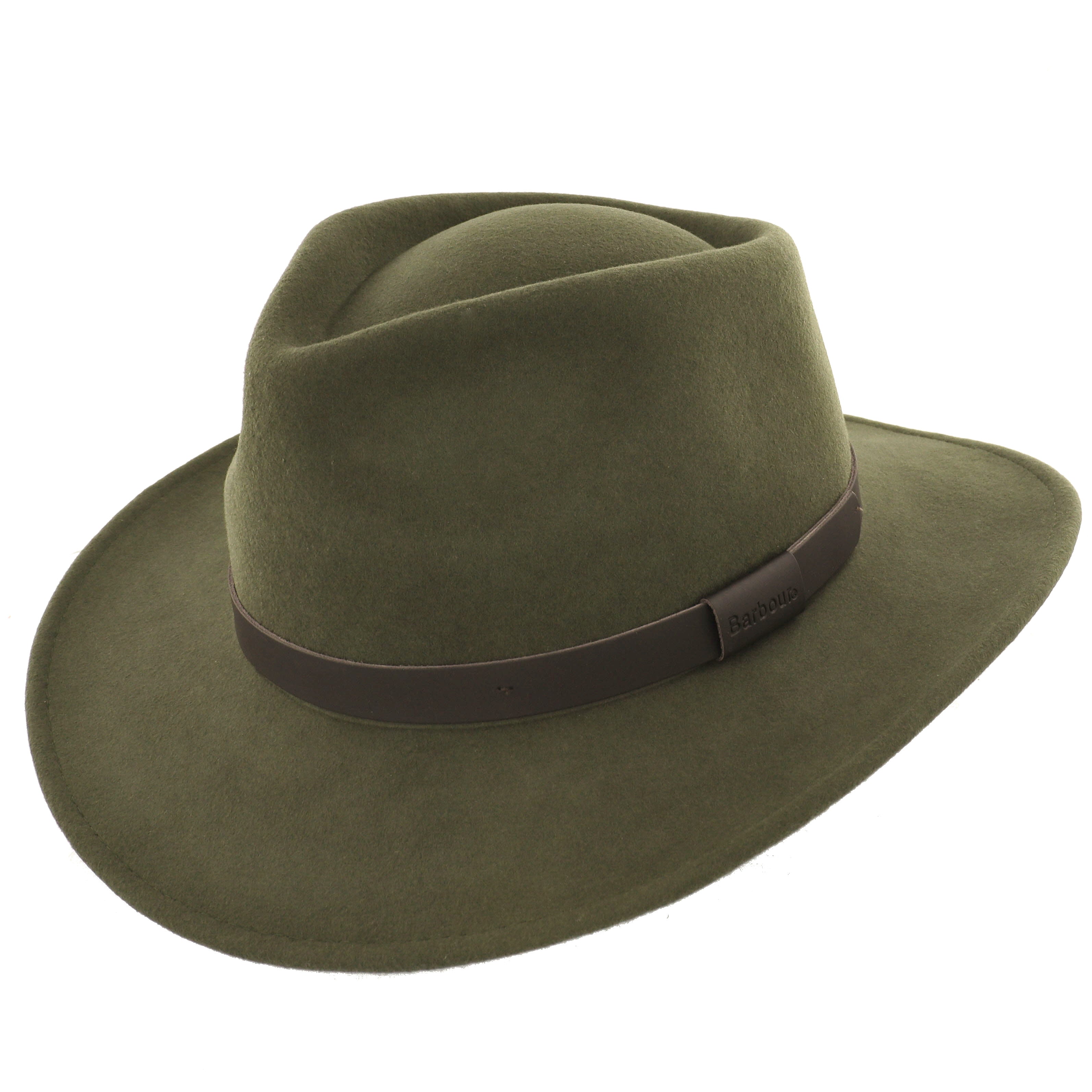 Barbour Wool Felt Crushable Bushman Hat Olive - The Hat Company