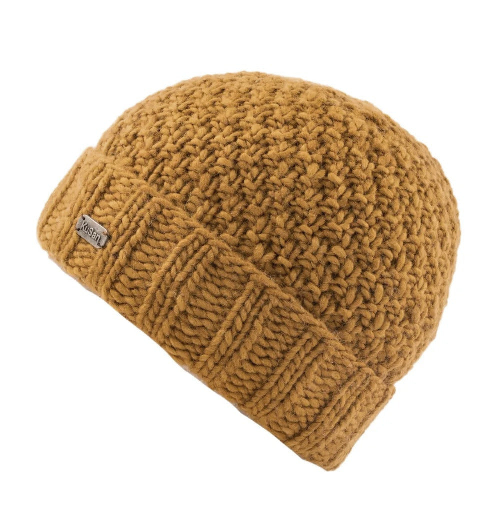 Kusan Wool Turn Up Beanie Hat - Hand Made In Nepal - Caramel – The Hat ...