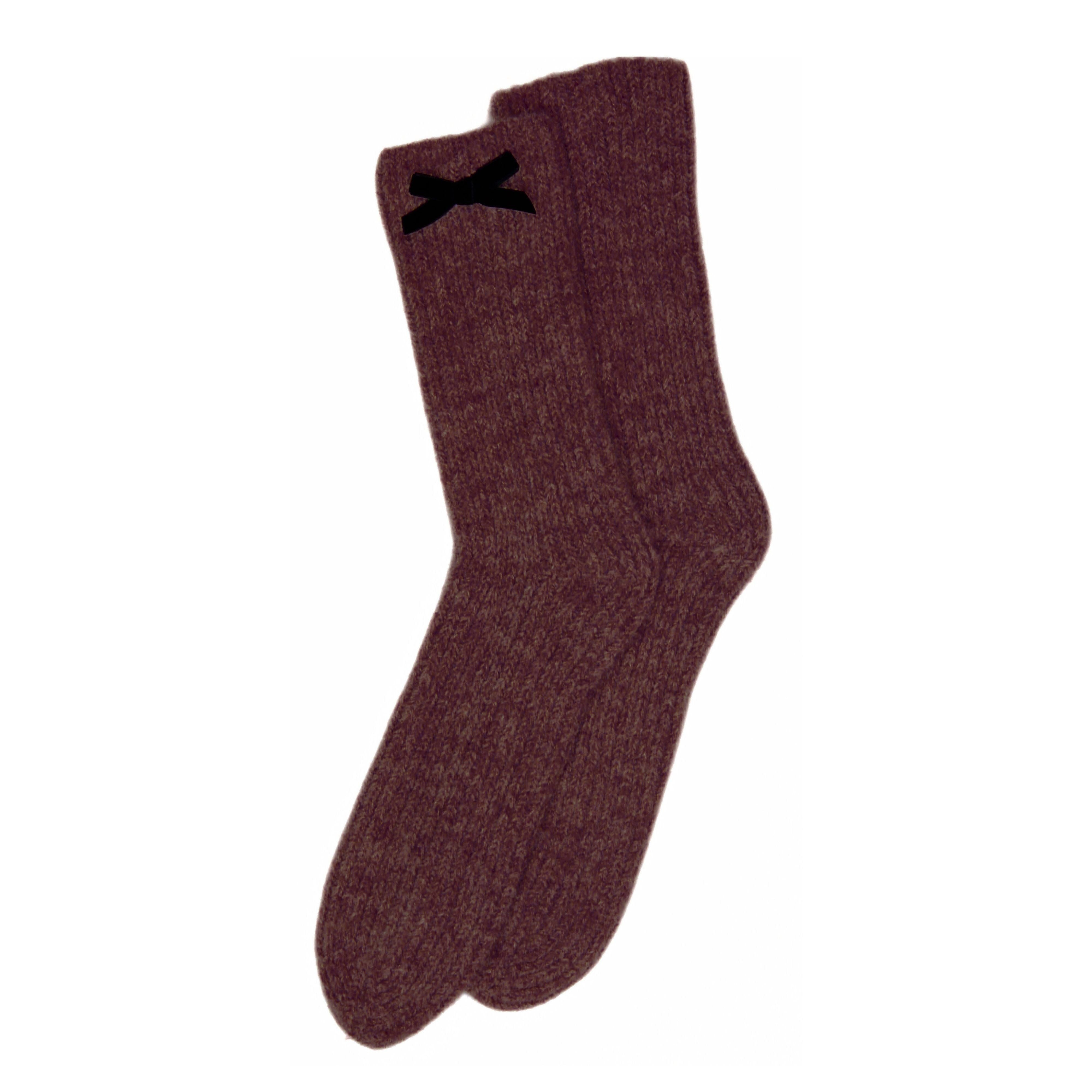 Cosy 'Coco' Velvet Bow Socks in Burgundy | Free Delivery – The Hat Company