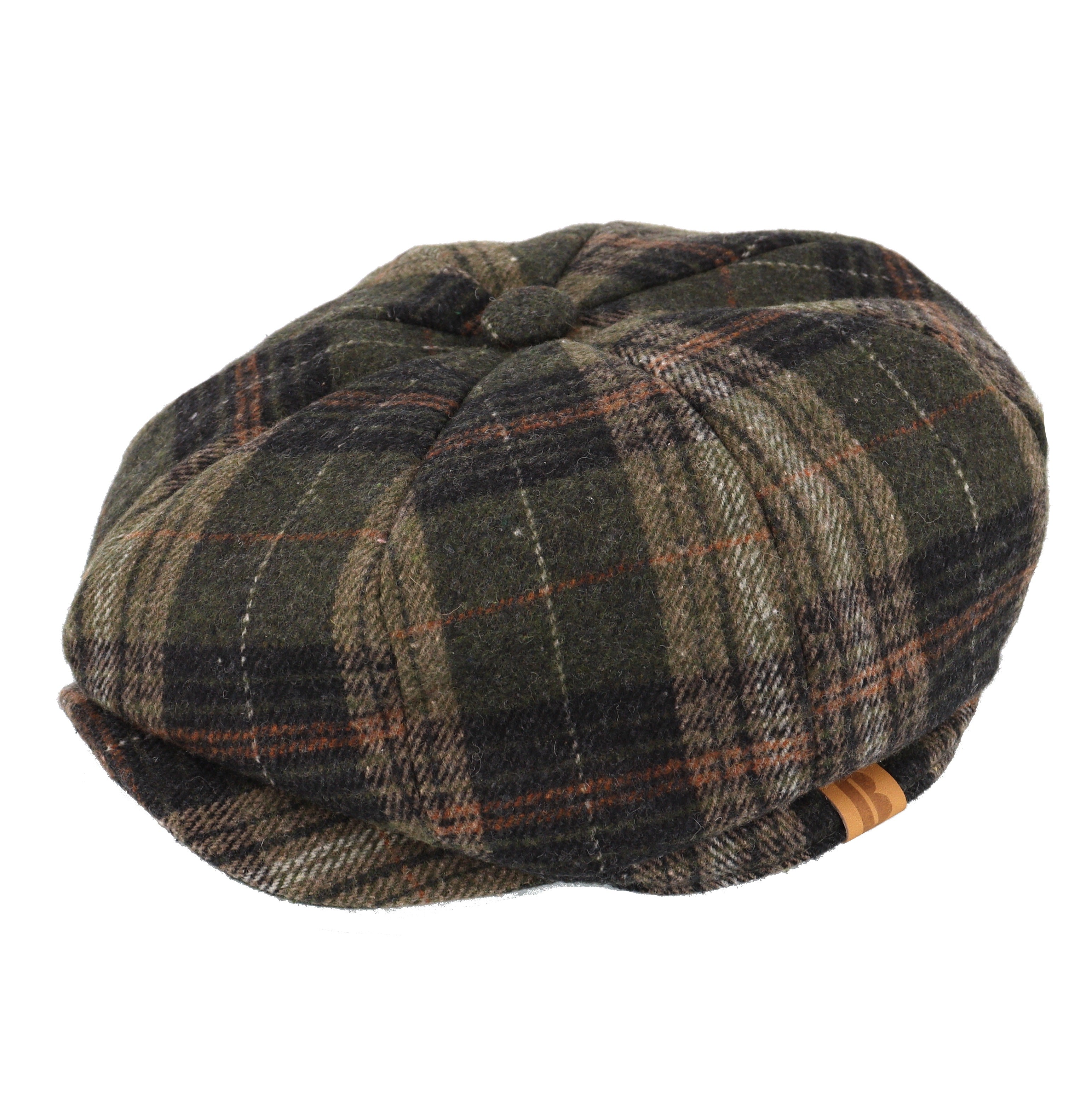 Cruz Check Bakerboy Cap in Green Check, The Hat Company