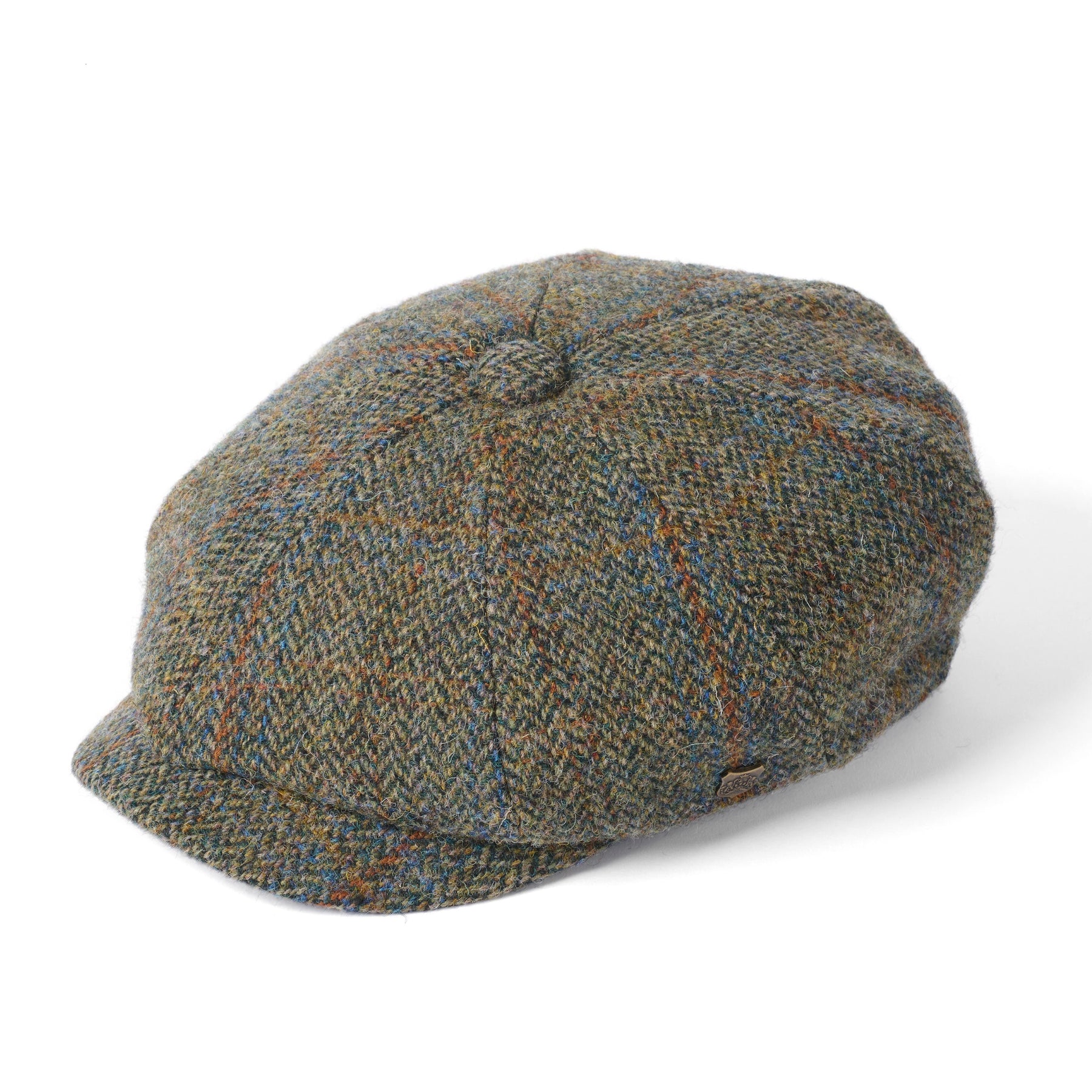 Failsworth Carloway Harris Tweed Bakerboy Cap In Blue/Black Herringbone ...