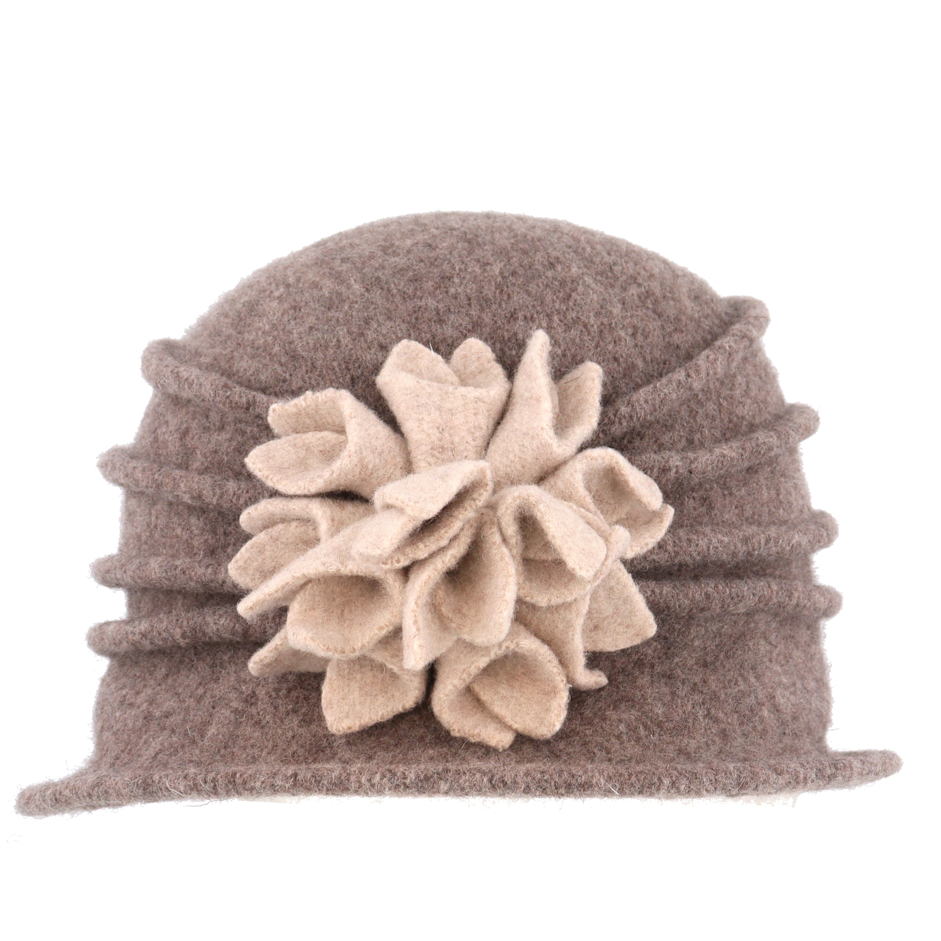 Oatmeal/Beige Wool Cloche Hat With Flower Detail – The Hat Company