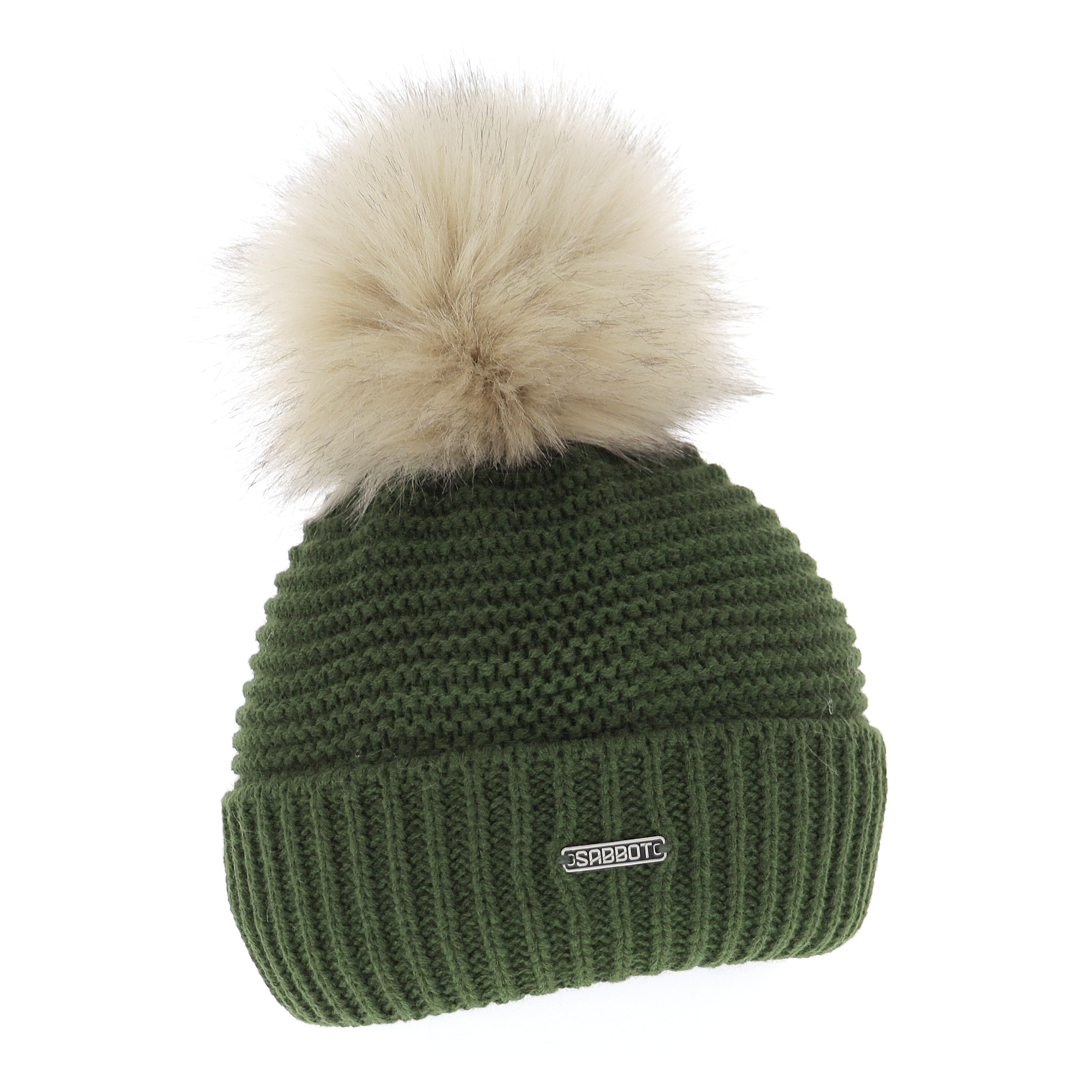 Sabbot Eva Knit Turn Up Faux Fur Bobble Hat Forest – The Hat Company