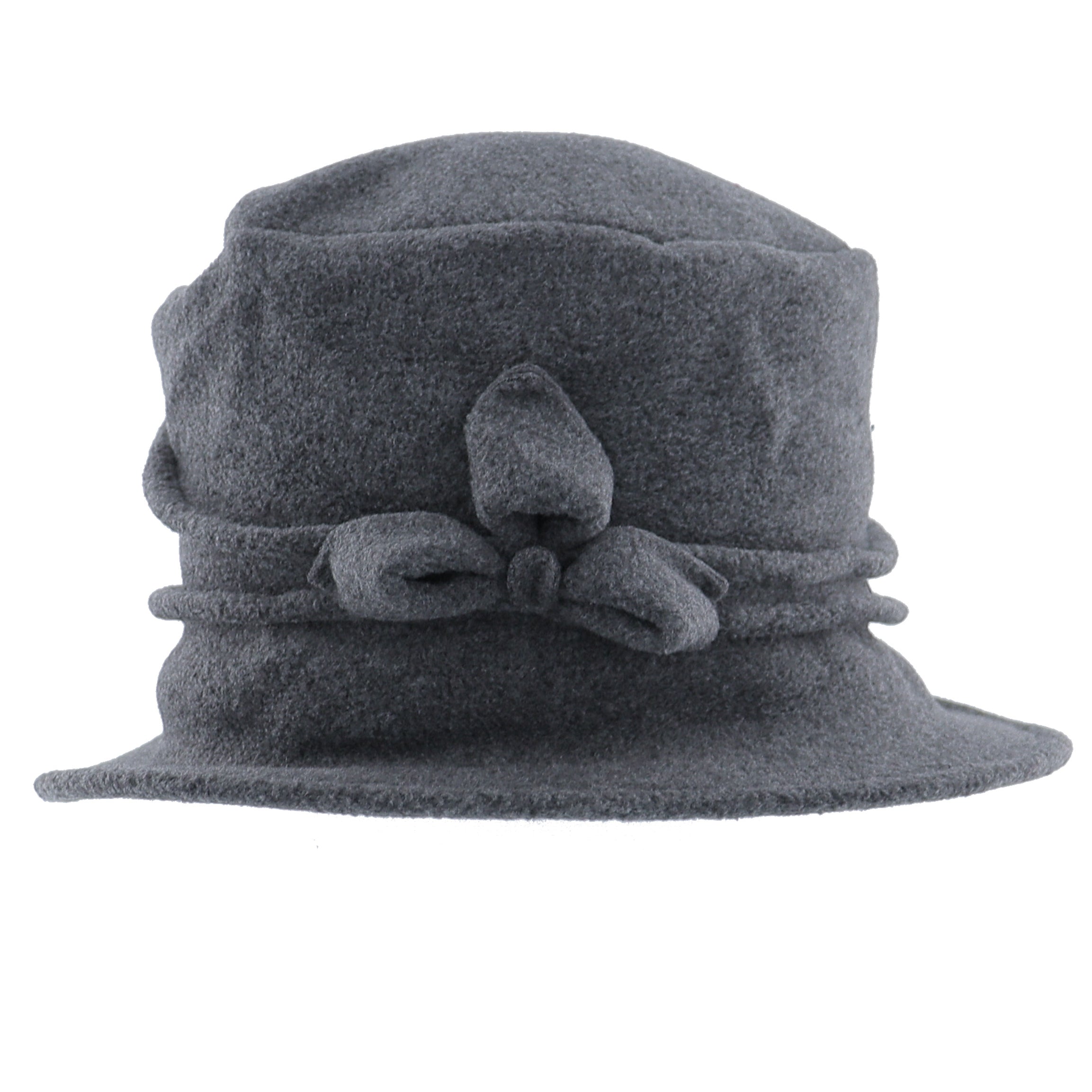 Women's Grey Super Soft Fleece Cloche With Piping & Bow Detail – The ...
