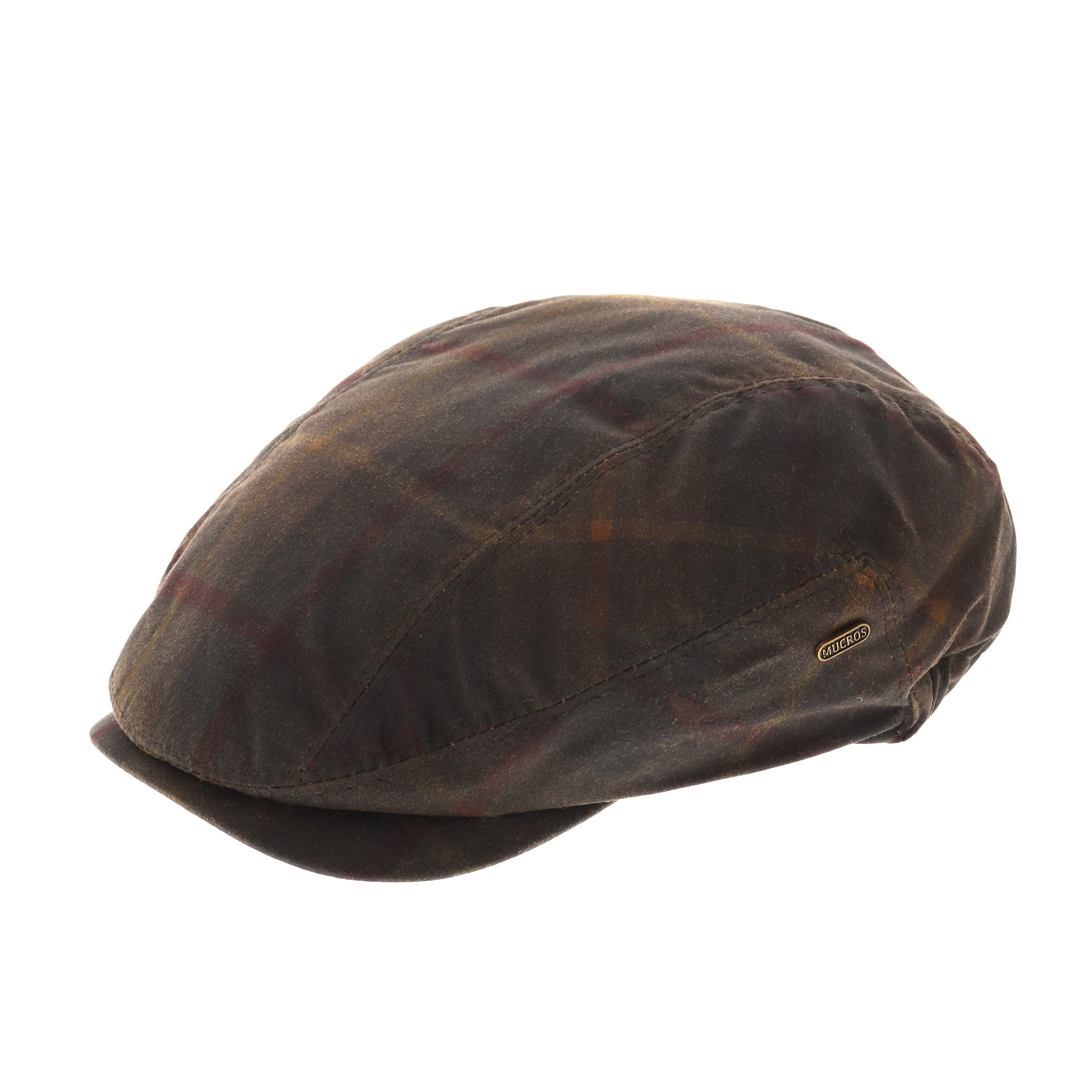 Mucro's Weavers of Ireland Waxed Cotton Flat Drivers Cap In Tartan ...