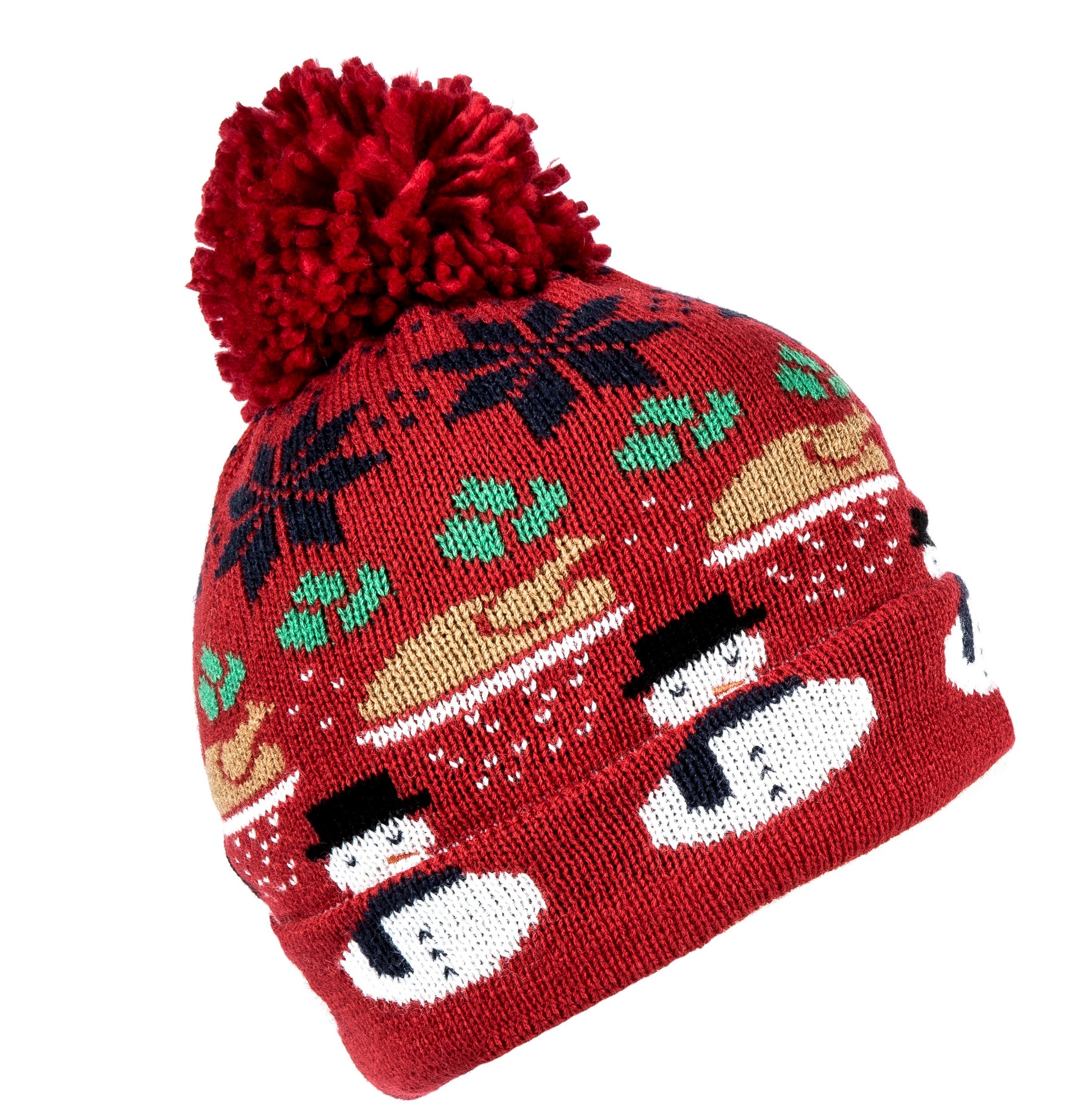 Festive Christmas Bobble Beanie Hat - The Hat Company
