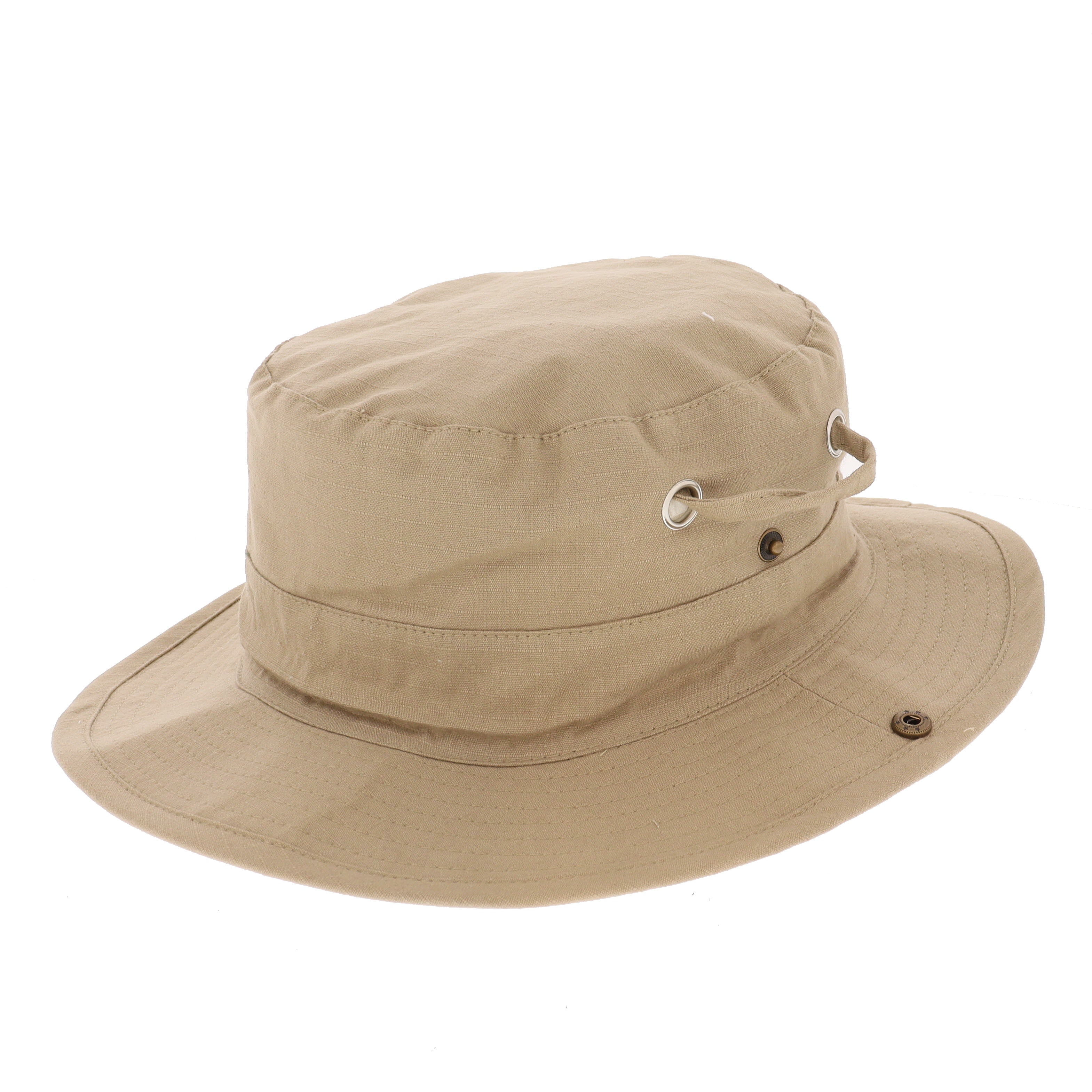 Stone Cotton Bush Hat With Chin Strap & Press Stud Sides – The Hat Company