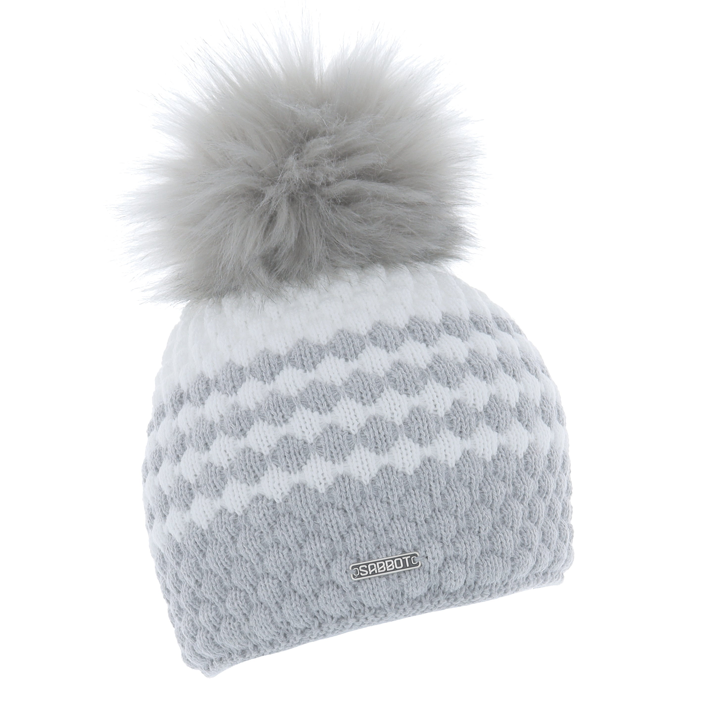 Sabbot Chloe Knit Faux Fur Bobble Hat Grey/White – The Hat Company